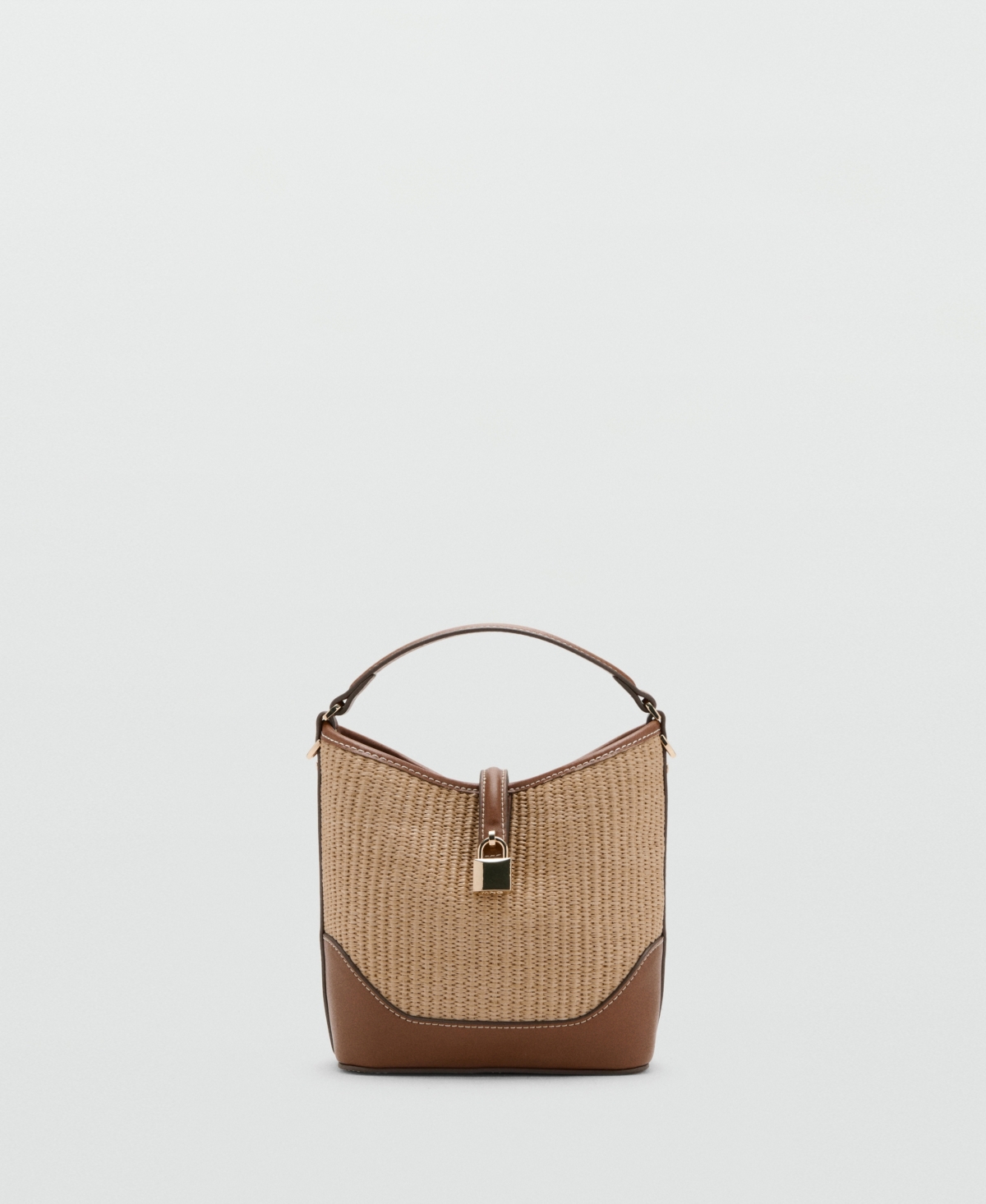 Click here for Mango Womens Contrasting Canvas Bucket Bag - Leath... prices