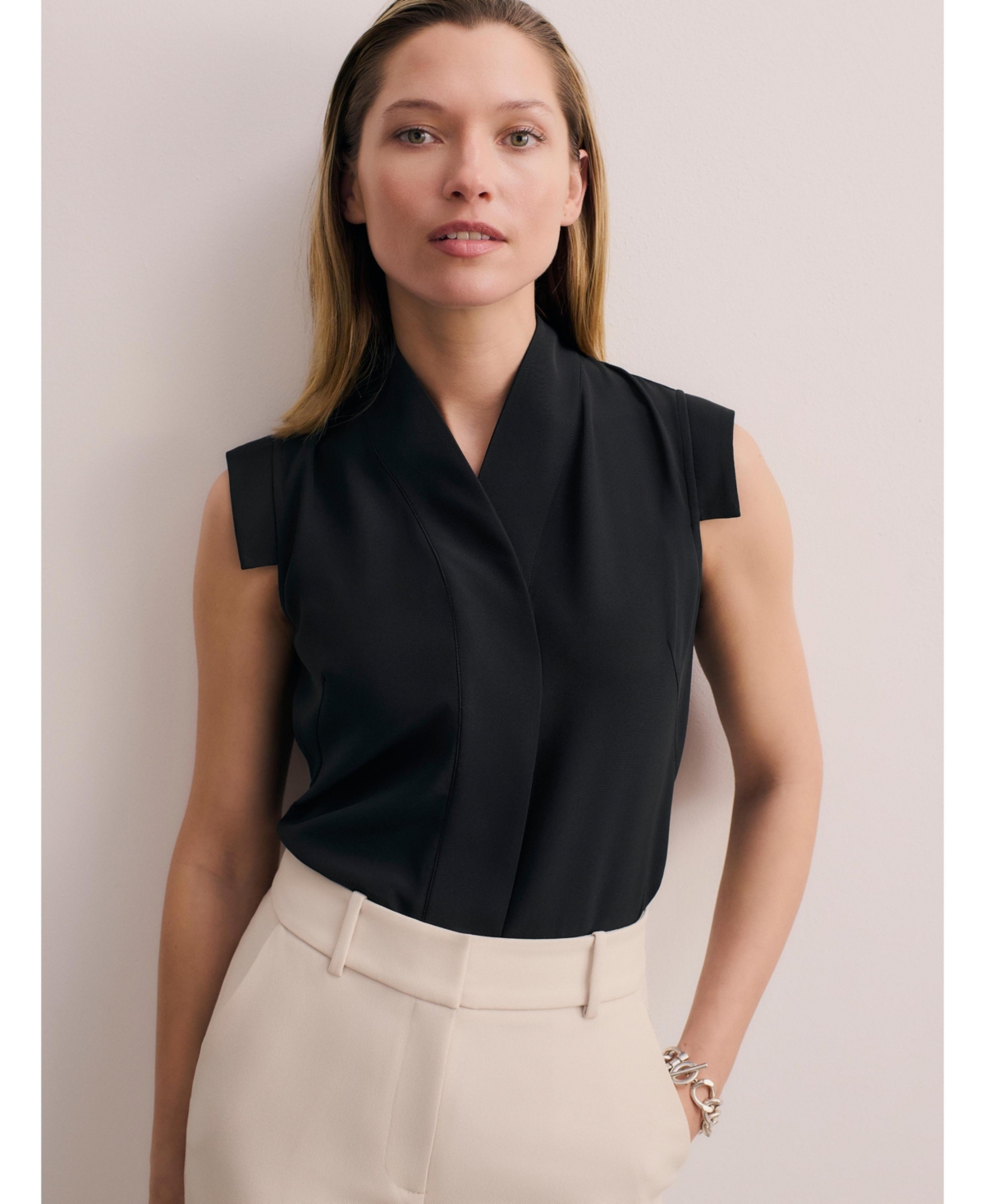 Click here for The Fold Womens Bowery Sleeveless Silk Blouse - Bl... prices