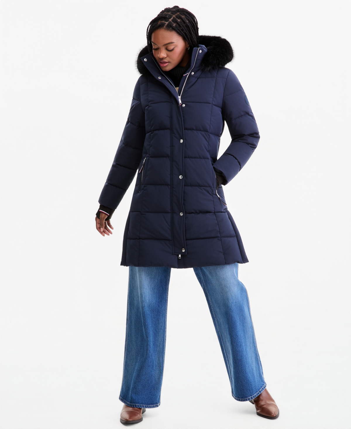 Click here for Tommy Hilfiger Womens Faux-Fur-Trim Hooded Puffer... prices