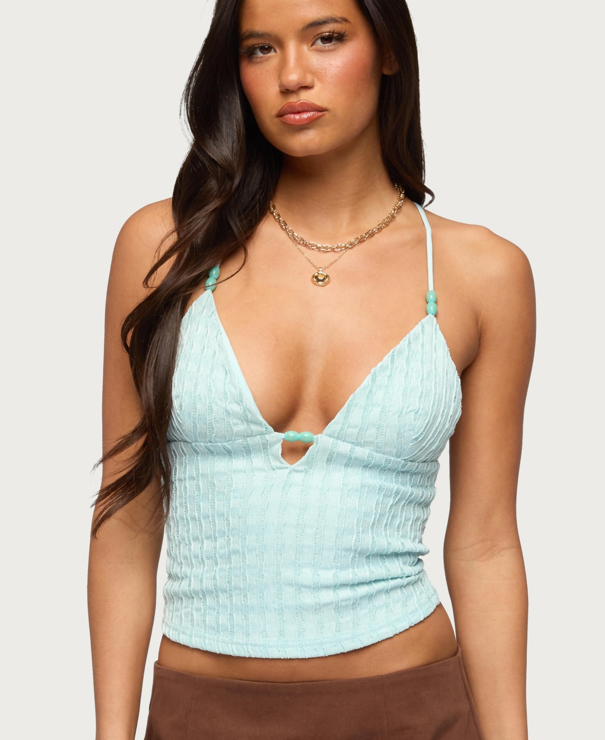 Click here for Edikted Womens Alitah Bead Textured Tank Top - Lig... prices