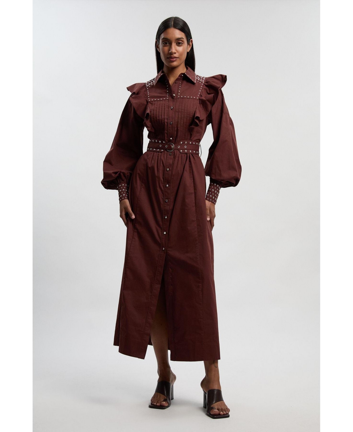 Click here for Karen Millen Womens Cotton Studded Maxi Shirt Dres... prices