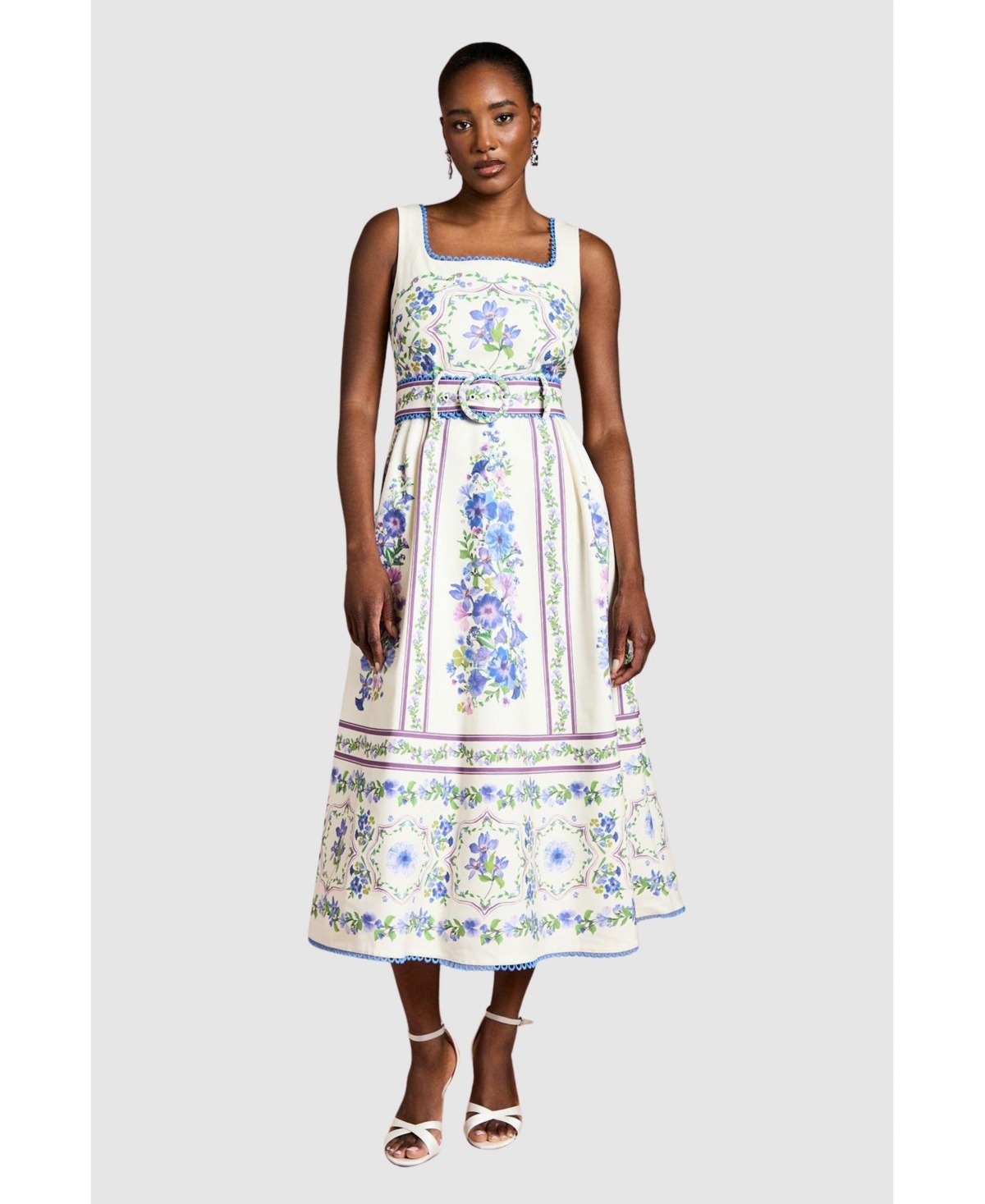 Click here for Coast Womens Print Full Skirted Cotton Midi Dress... prices
