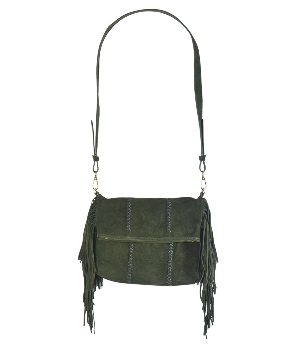 Click here for Carlos Falchi Medium Fringe Suede Crossbody Messen... prices