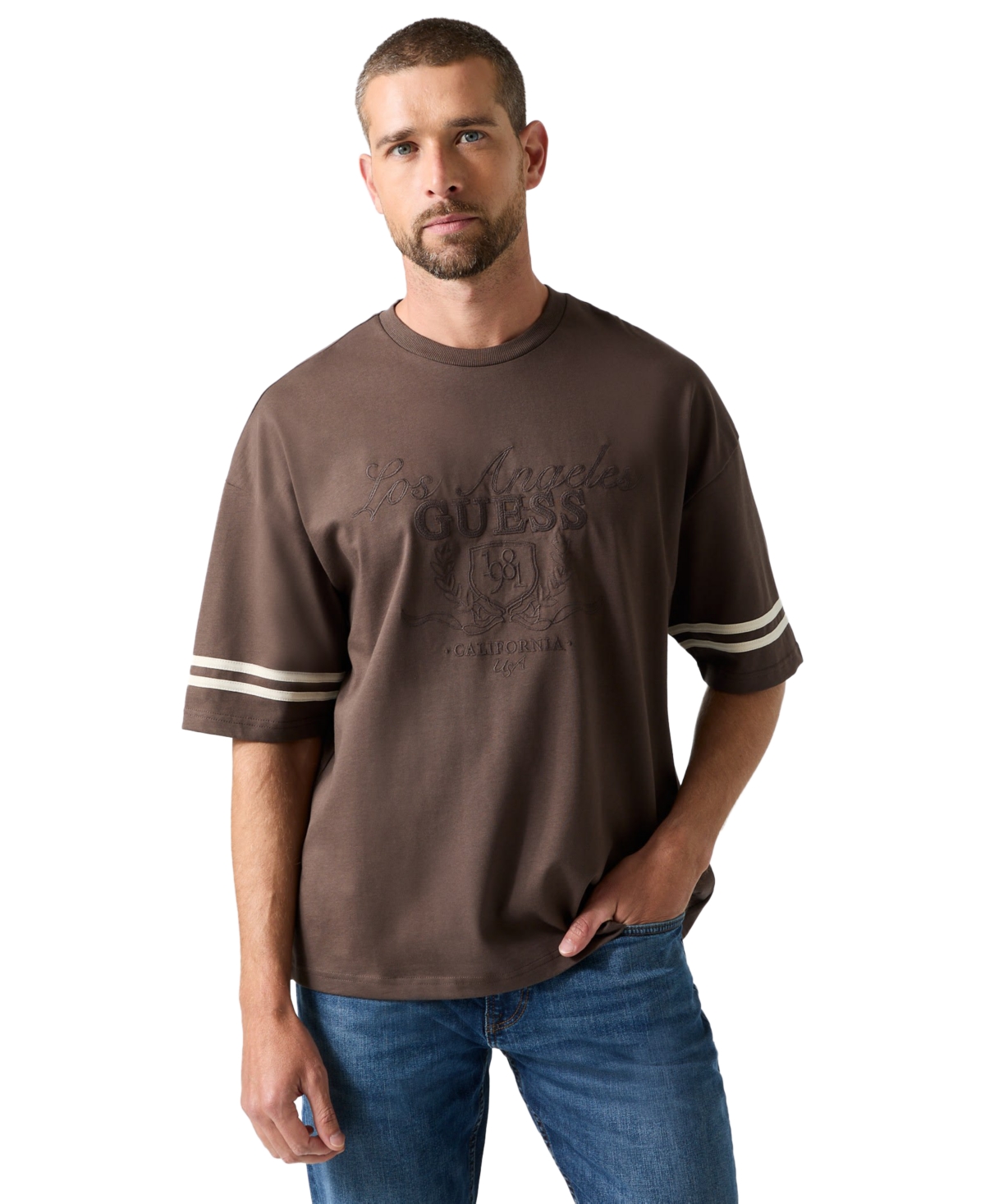 Click here for Guess Mens Herald Regular-Fit T-Shirt - Coarse Bro... prices