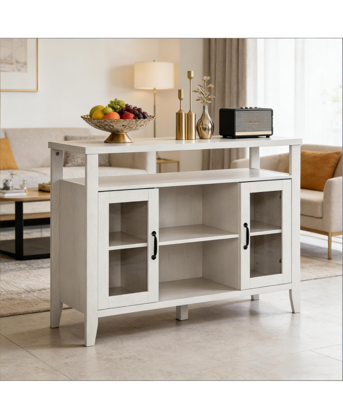 Click here for Clihome 45.75 Inch Retro Wood Storage Cabinet Buff... prices