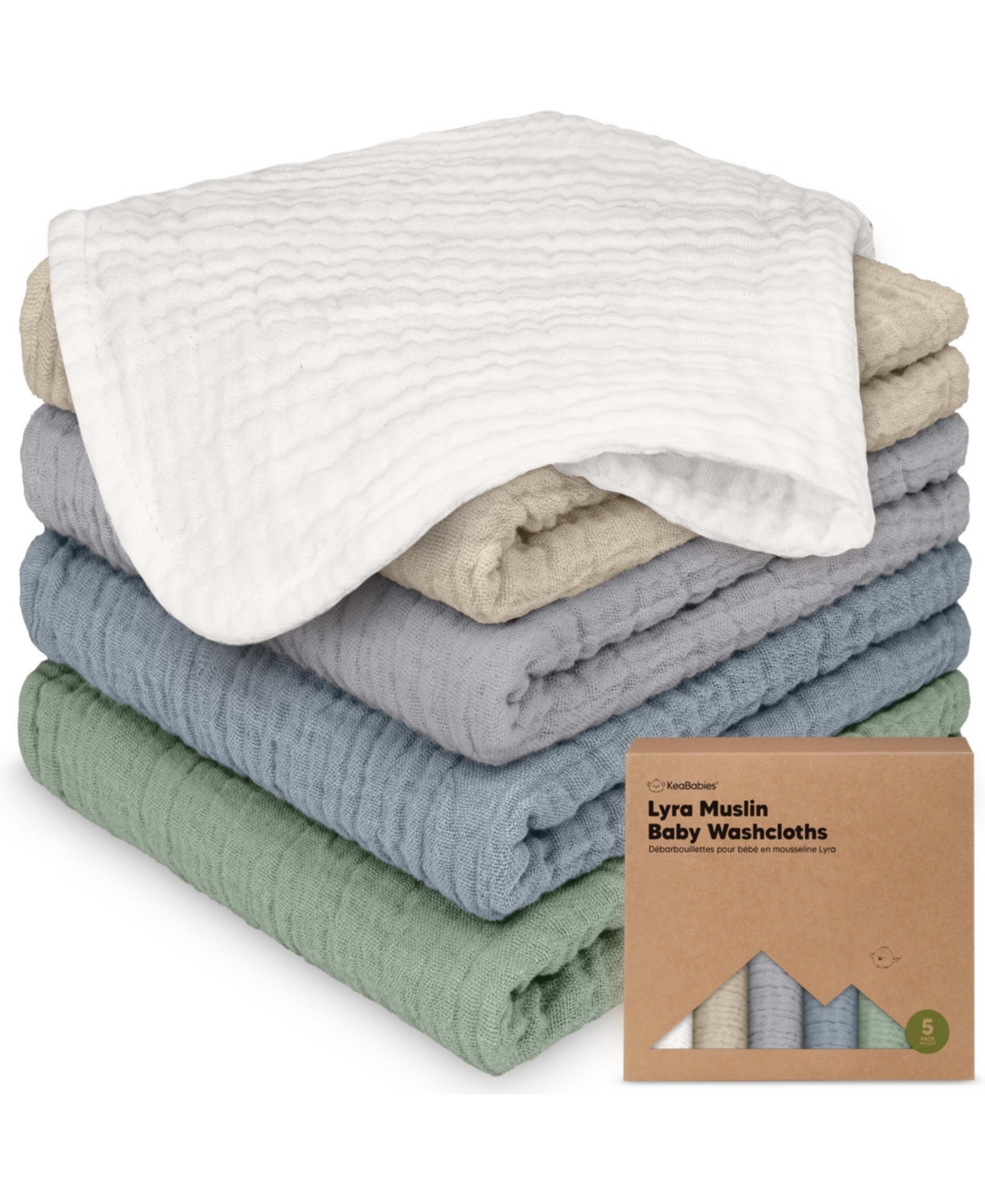 Click here for KeaBabies 5-Pack Lyra Muslin Baby Washcloths  Larg... prices