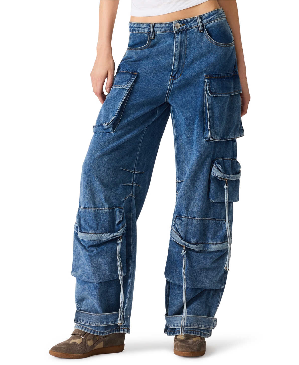 Click here for Steve Madden Womens Duo Denim Cotton Cargo Pants -... prices