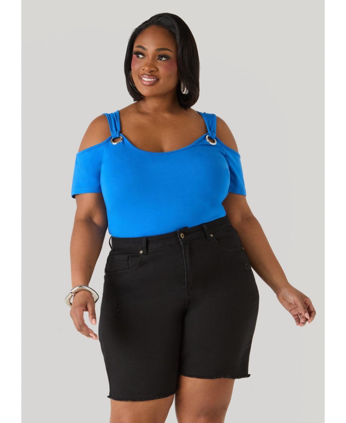 Click here for Ashley Stewart Womens Grommet Cold Shoulder Top -... prices