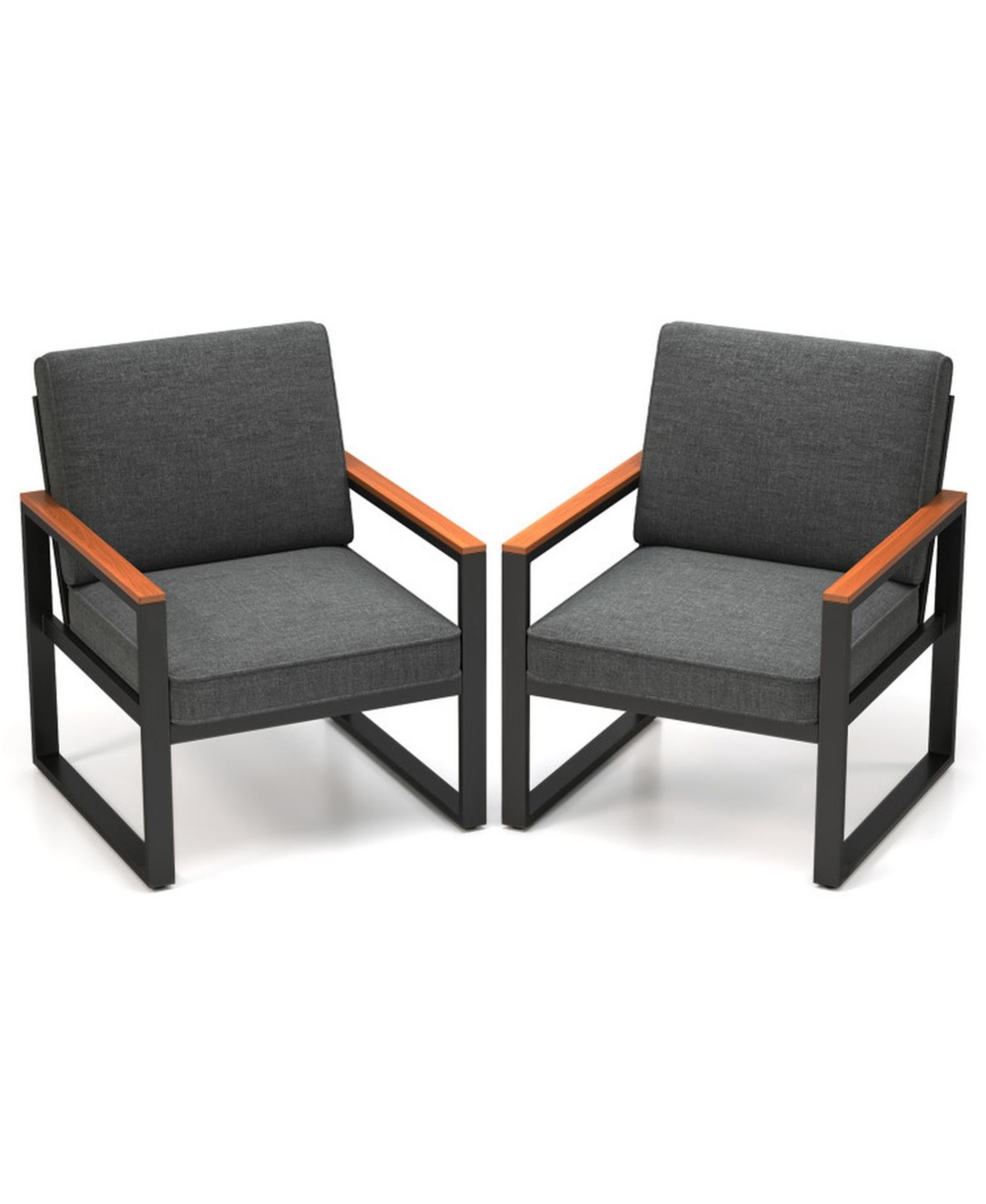 Click here for Sugift Patio Aluminum Modern Armchairs Set of 2 fo... prices