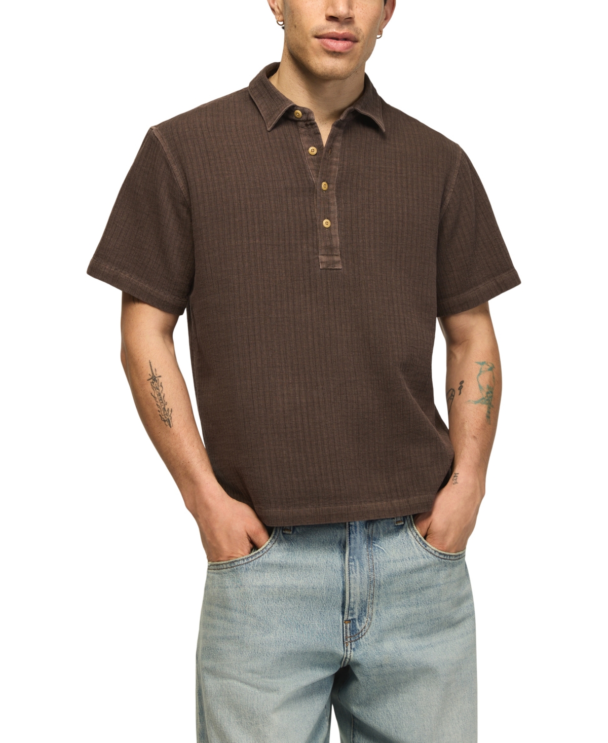 Click here for Lucky Brand Mens Double Cloth Popover Short-Sleeve... prices