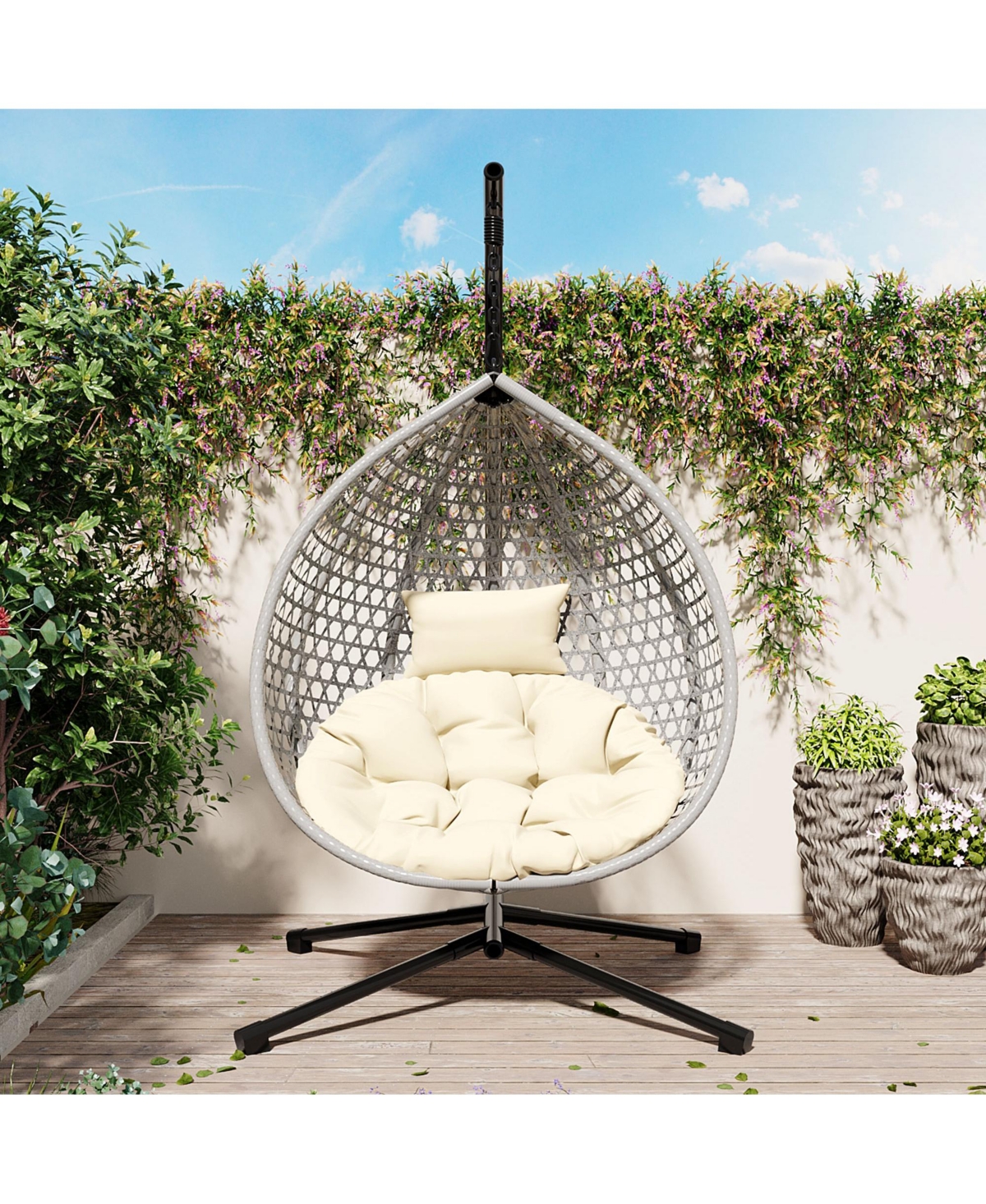 Click here for Rainsken Egg Hanging Chair  Foldable Pe Rattan Ham... prices