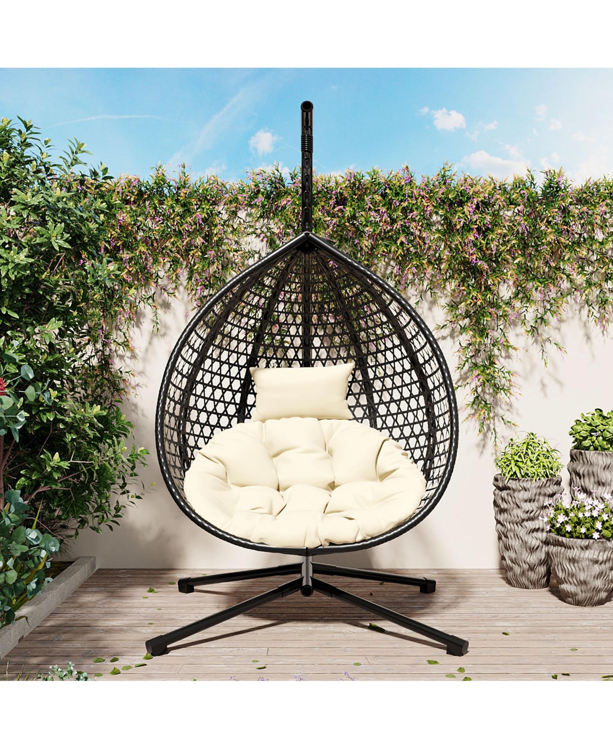 Click here for Rainsken Egg Hanging Chair  Foldable Pe Rattan Ham... prices