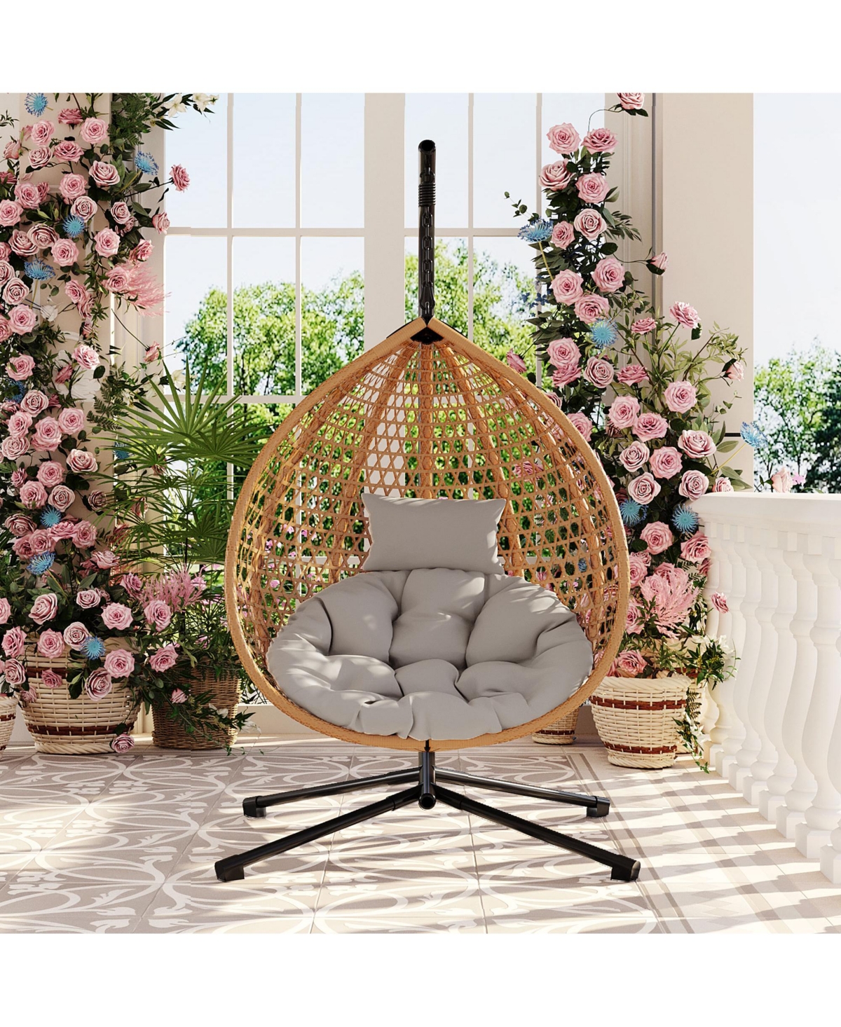 Click here for Rainsken Egg Hanging Chair  Foldable Pe Rattan Ham... prices