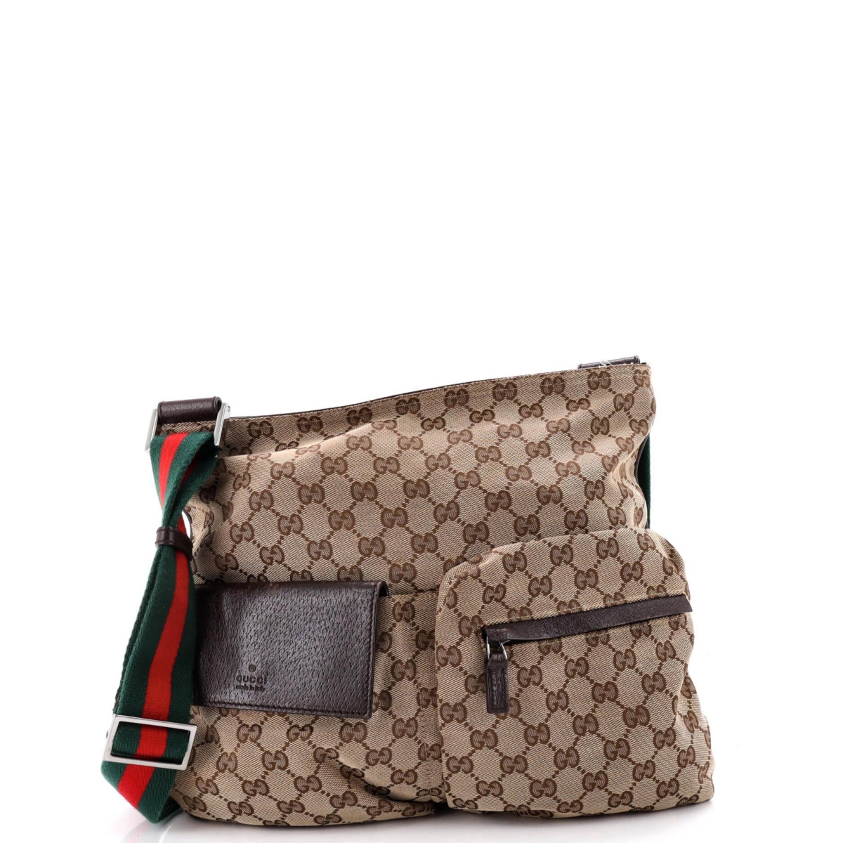 Click here for Pre-Owned Gucci Medium Double Pocket Web Messenger... prices