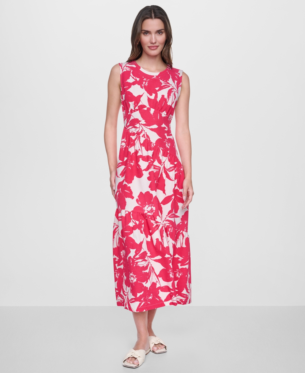 Click here for Dkny Womens Sleeveless Printed Midi Dress - Fruit... prices