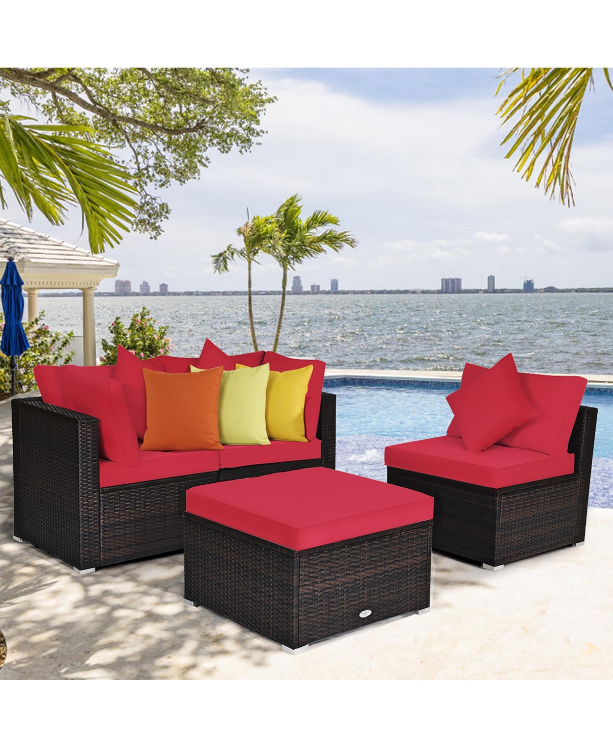 Click here for Costway 4PCS Patio Rattan Wicker Furniture Set Cus... prices