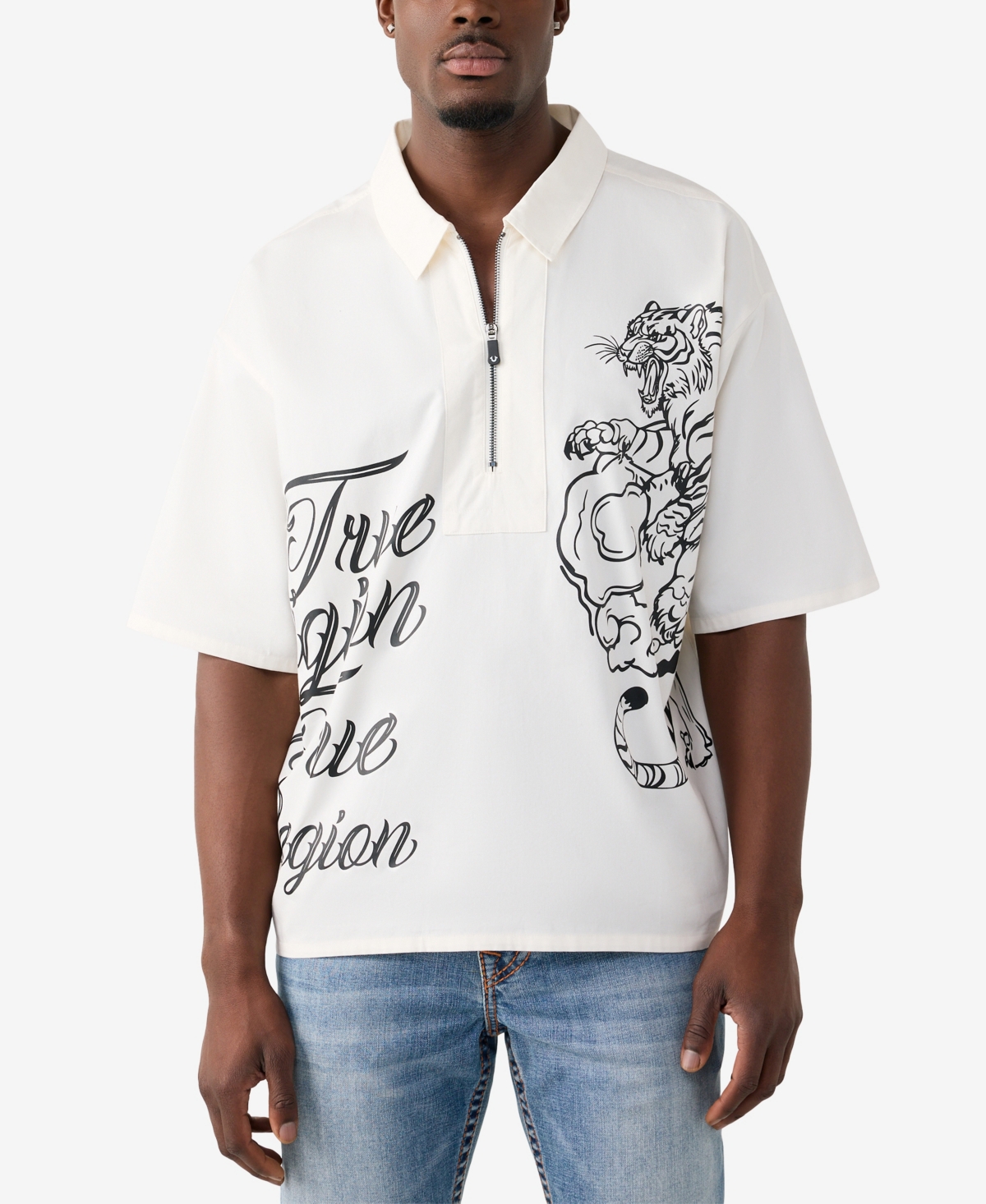 Click here for True Religion Mens Half-Zip Regular-Fit Shirt - Wi... prices