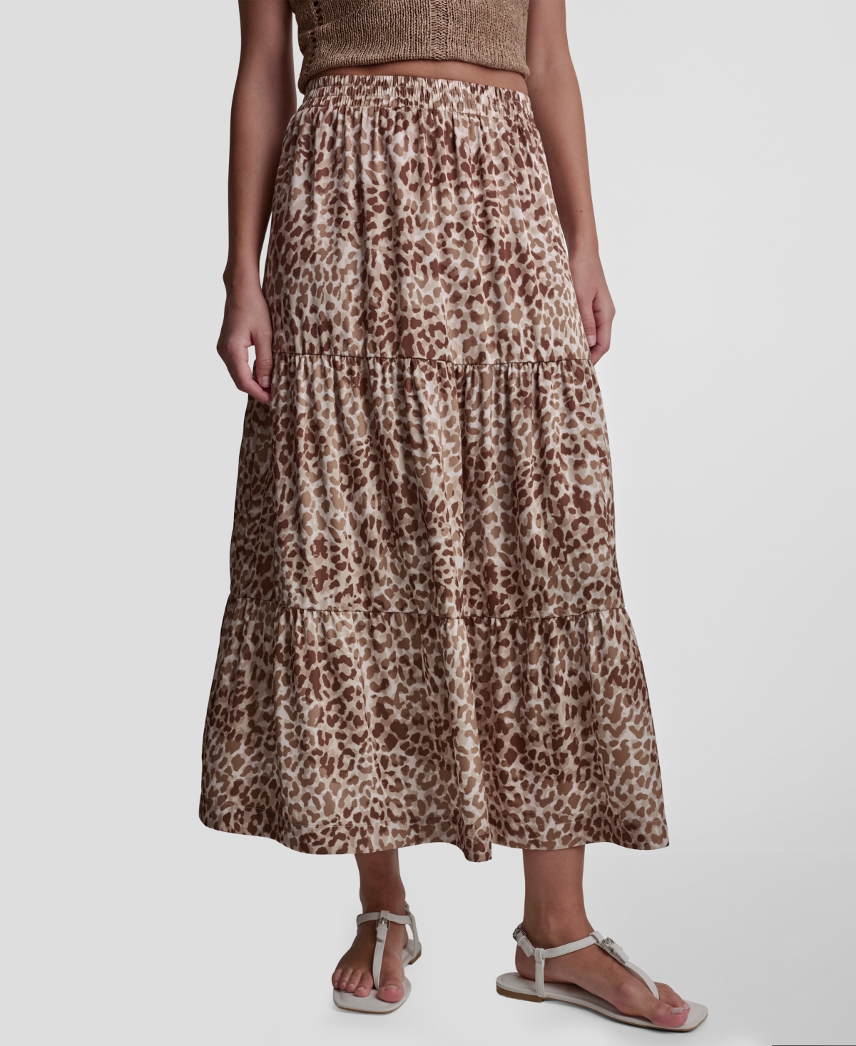 Click here for Dkny Jeans Womens Printed Elastic Waist Tiered Sat... prices