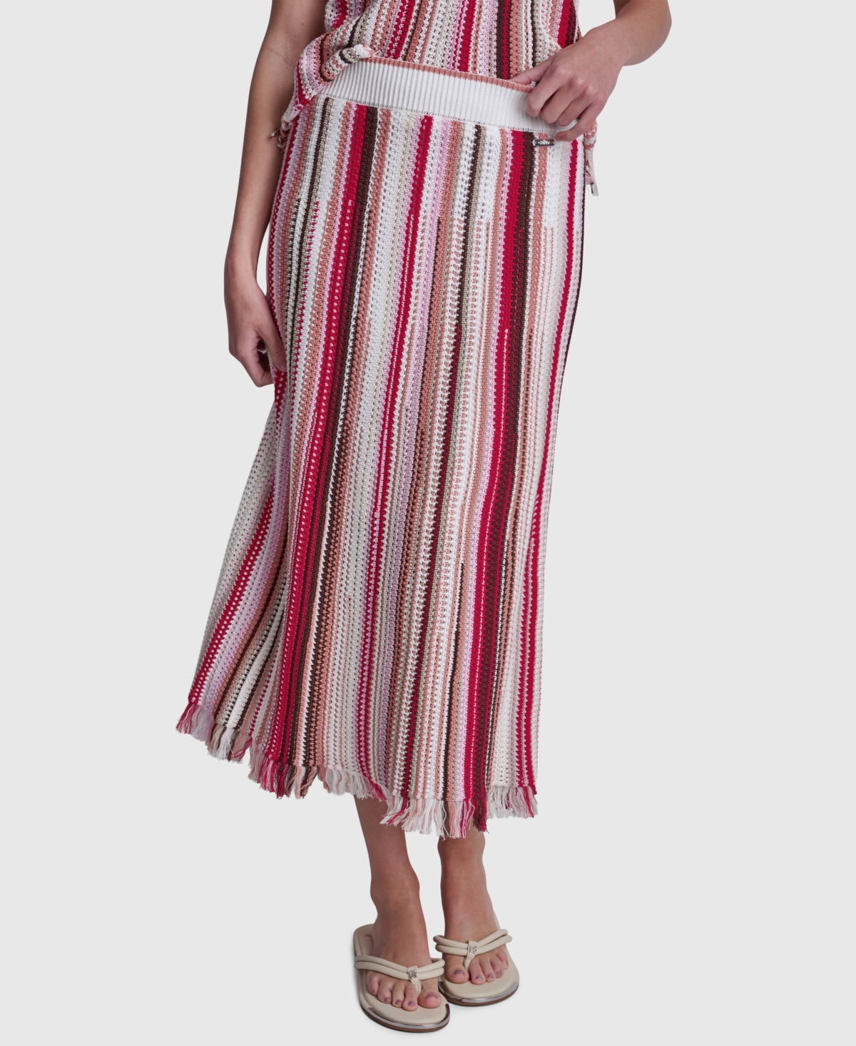 Click here for Dkny Jeans Womens Pointelle Stitch Striped Midi Sk... prices