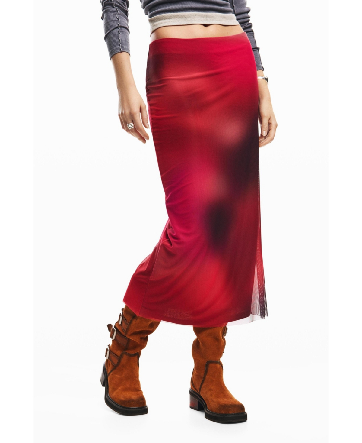 Click here for Desigual Womens Midi Tulle Skirt - Red prices