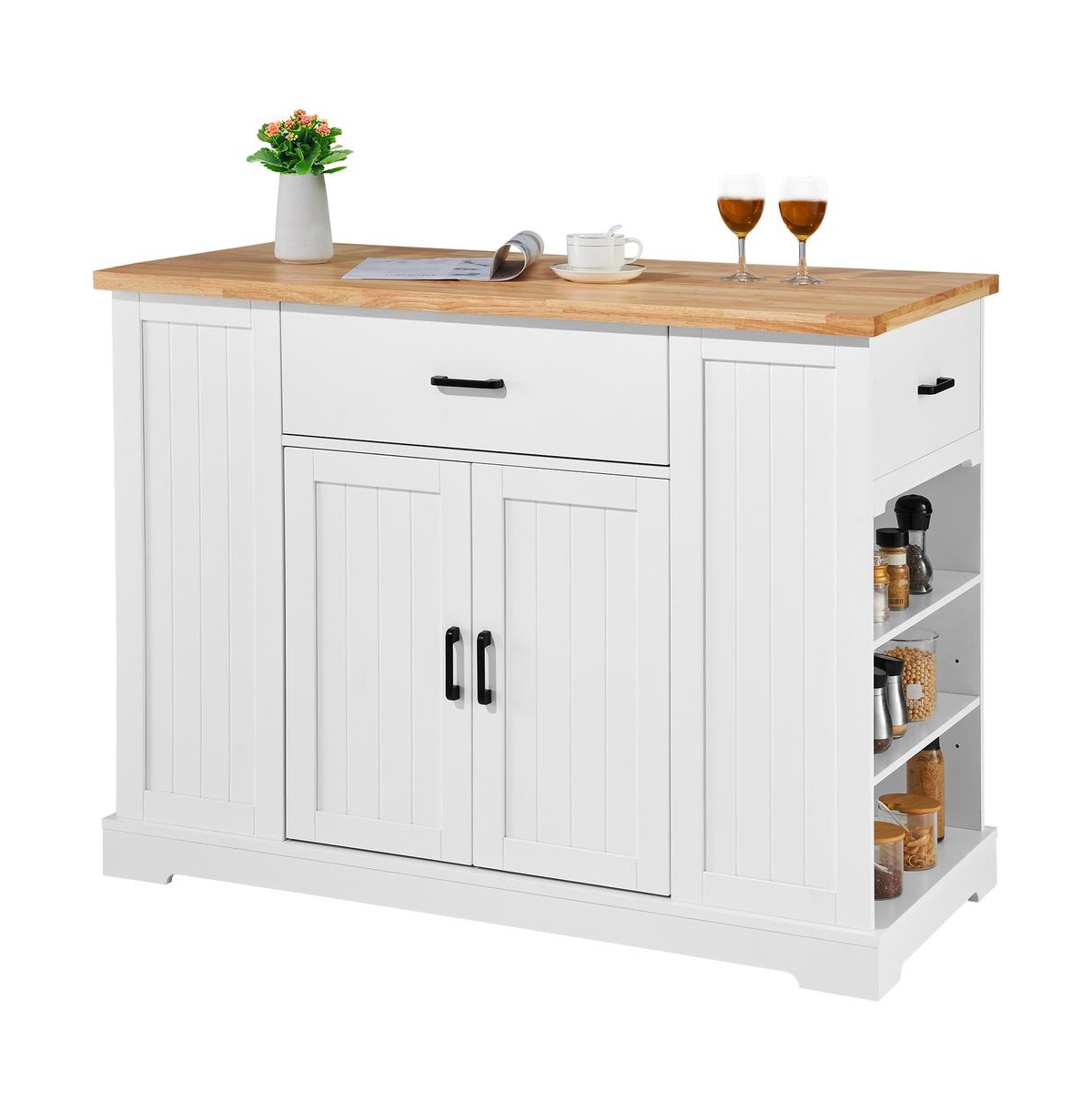 Click here for Sugift Kitchen Island Cart 46 in Wood Top Farmhous... prices