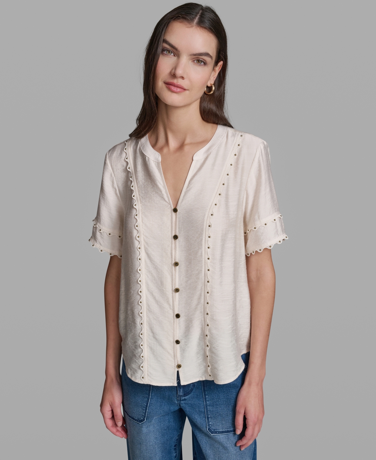 Click here for Karl Lagerfeld Paris Womens Short-Sleeve Nailhead... prices
