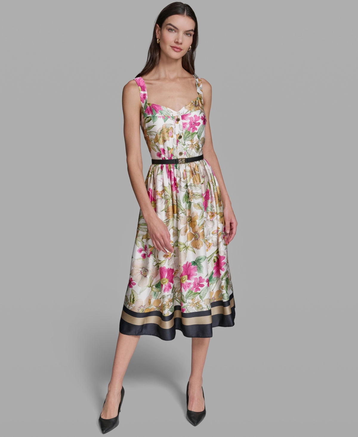 Click here for Karl Lagerfeld Paris Womens Sleeveless Belted Dres... prices