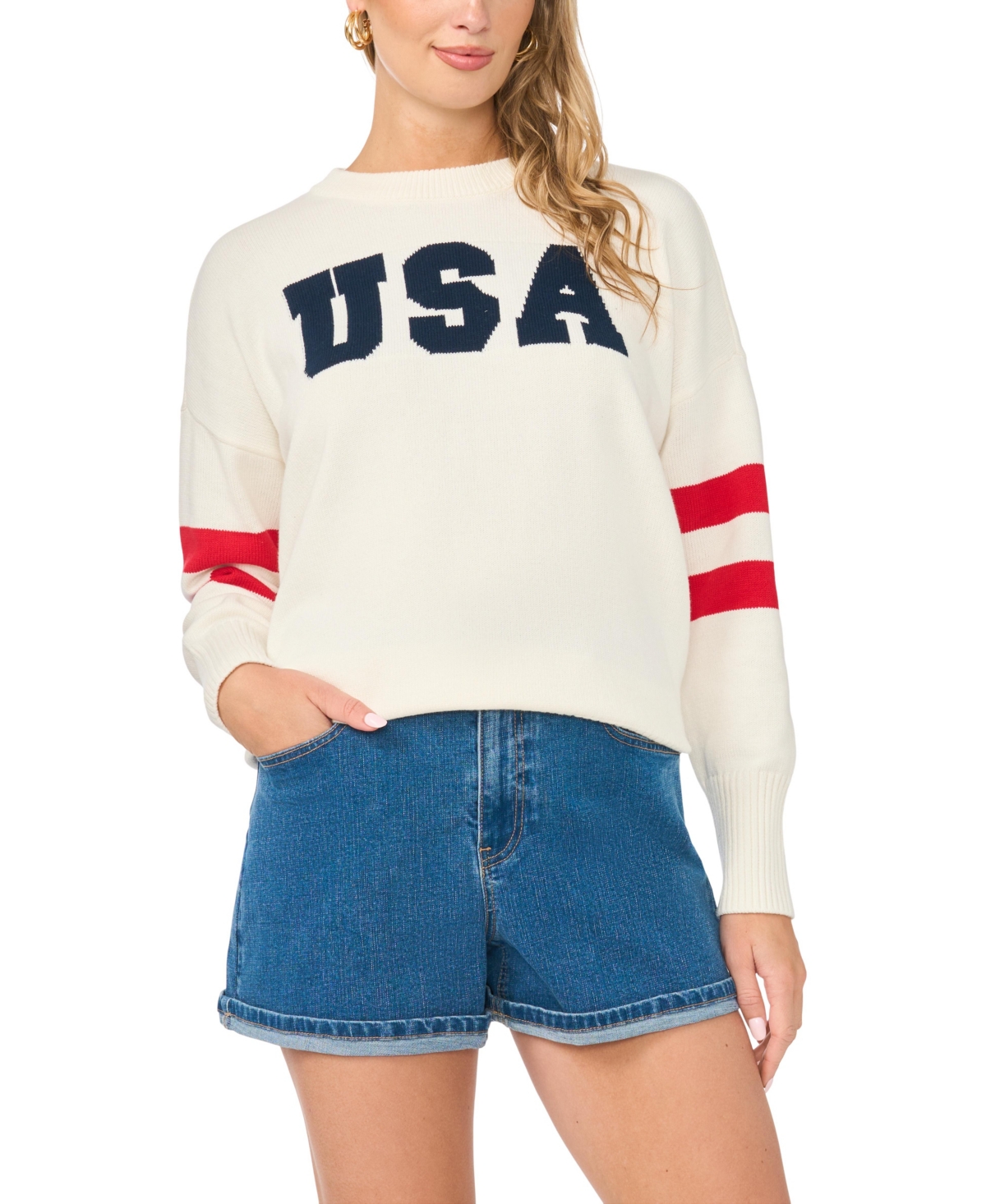 Click here for Vince Camuto Womens Usa Graphic Crewneck Sweater -... prices