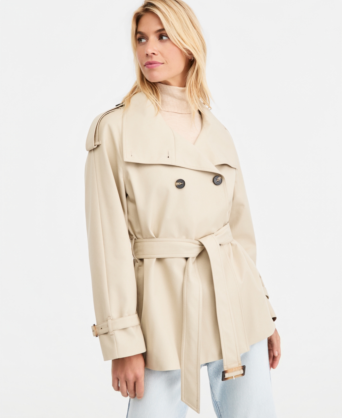 Click here for Tahari Womens Funnel-Neck Belted Trench Coat - LIG... prices