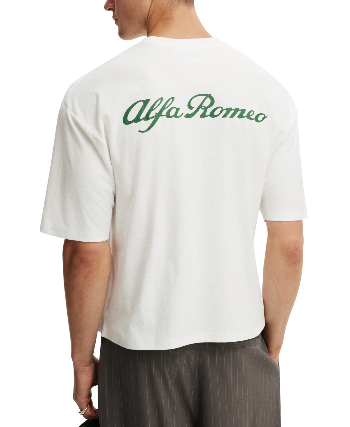 Click here for Cotton On Mens Cropped Slim-Fit Alfa Romeo T-shirt... prices