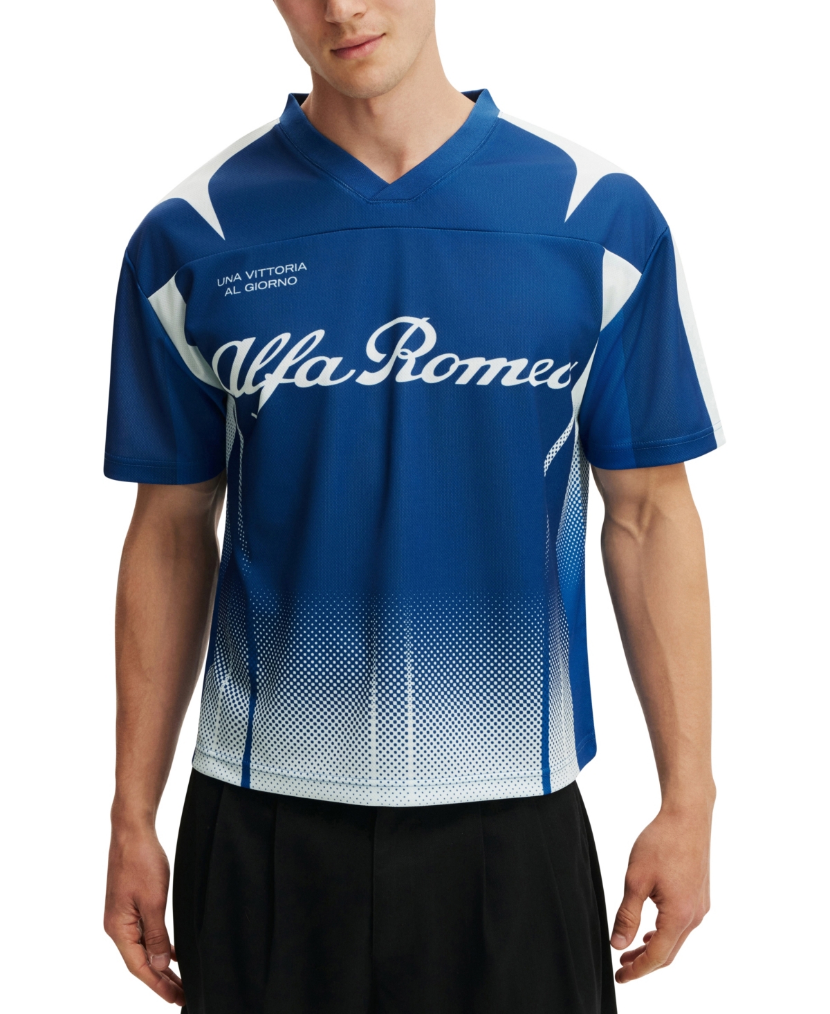 Click here for Cotton On Mens Alfa Romeo Football Jersey - Blue prices