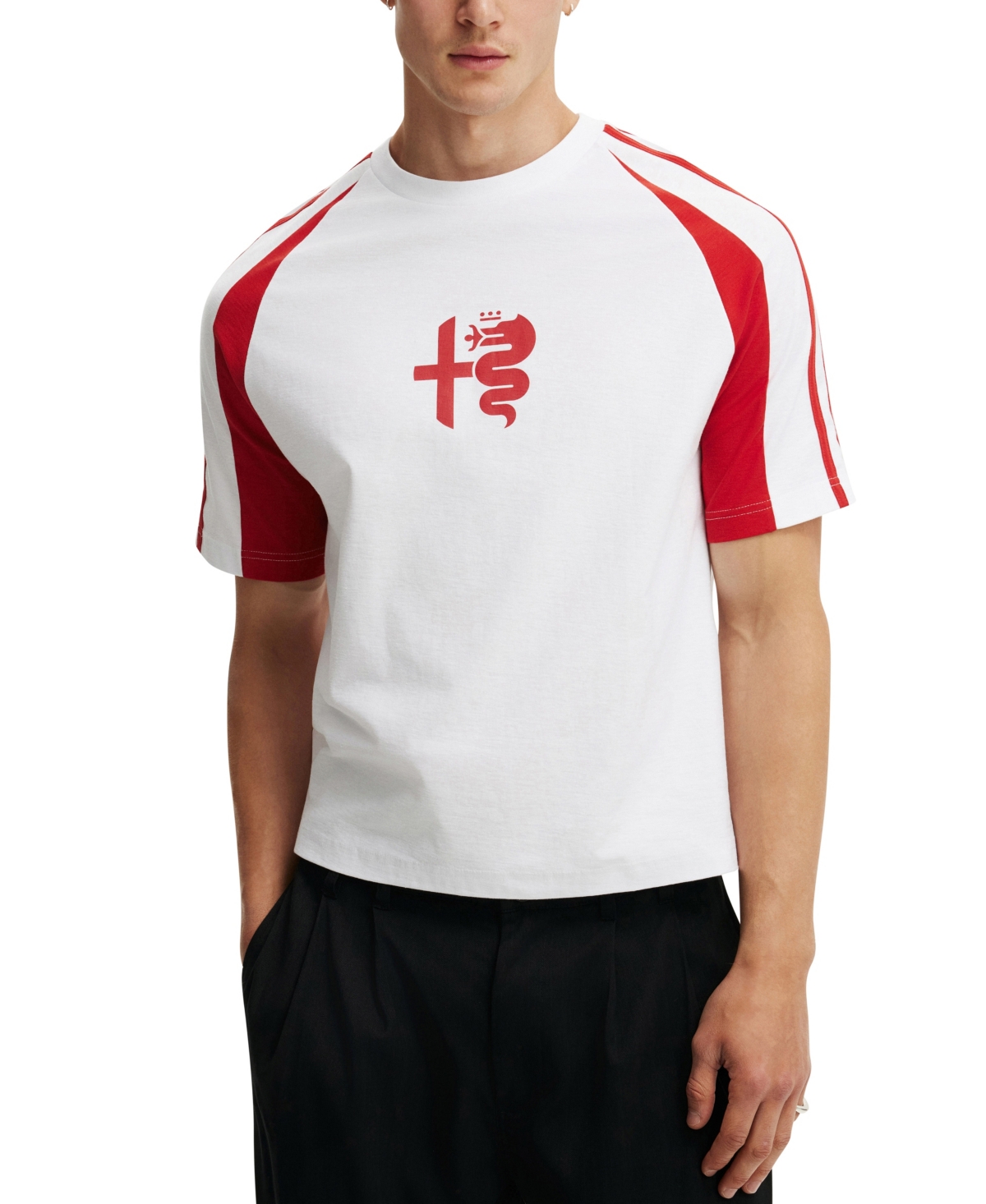 Click here for Cotton On Mens Cropped Modern-Fit Alfa Romeo T-Shi... prices