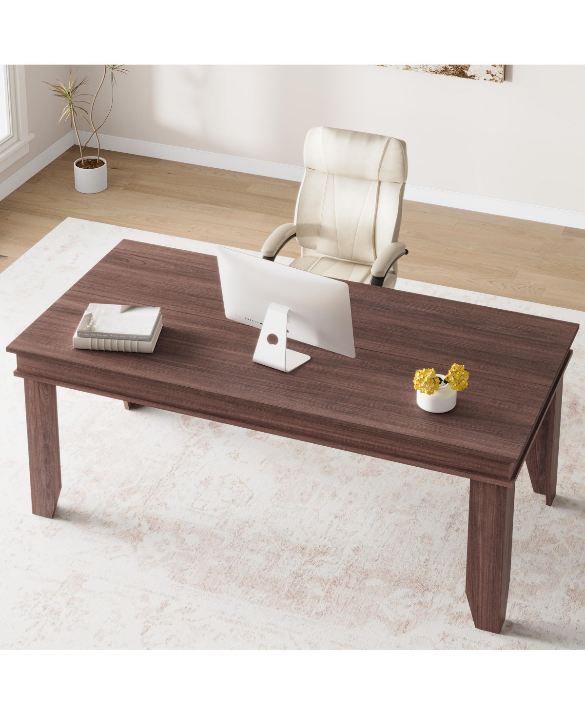 Click here for homfan Farmhouse Dining Table for 6 to 8  Rectangu... prices