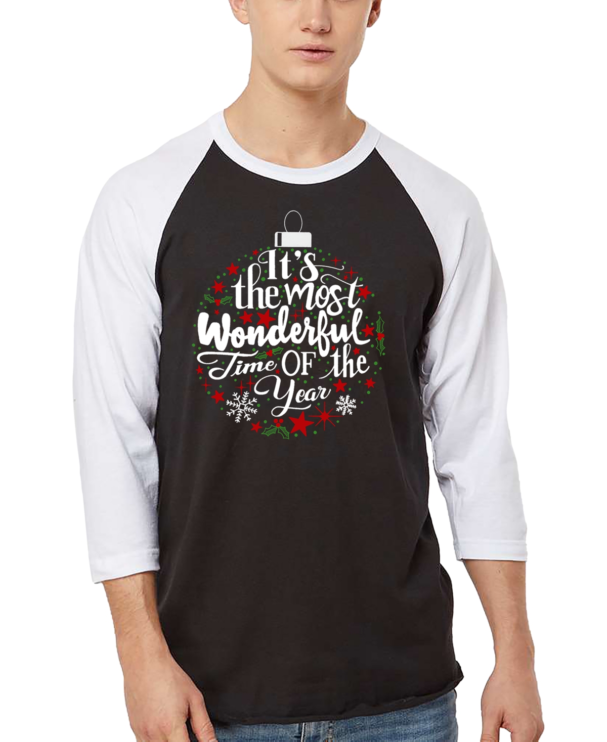 Click here for La Pop Art Mens Christmas Ornament Raglan Baseball... prices