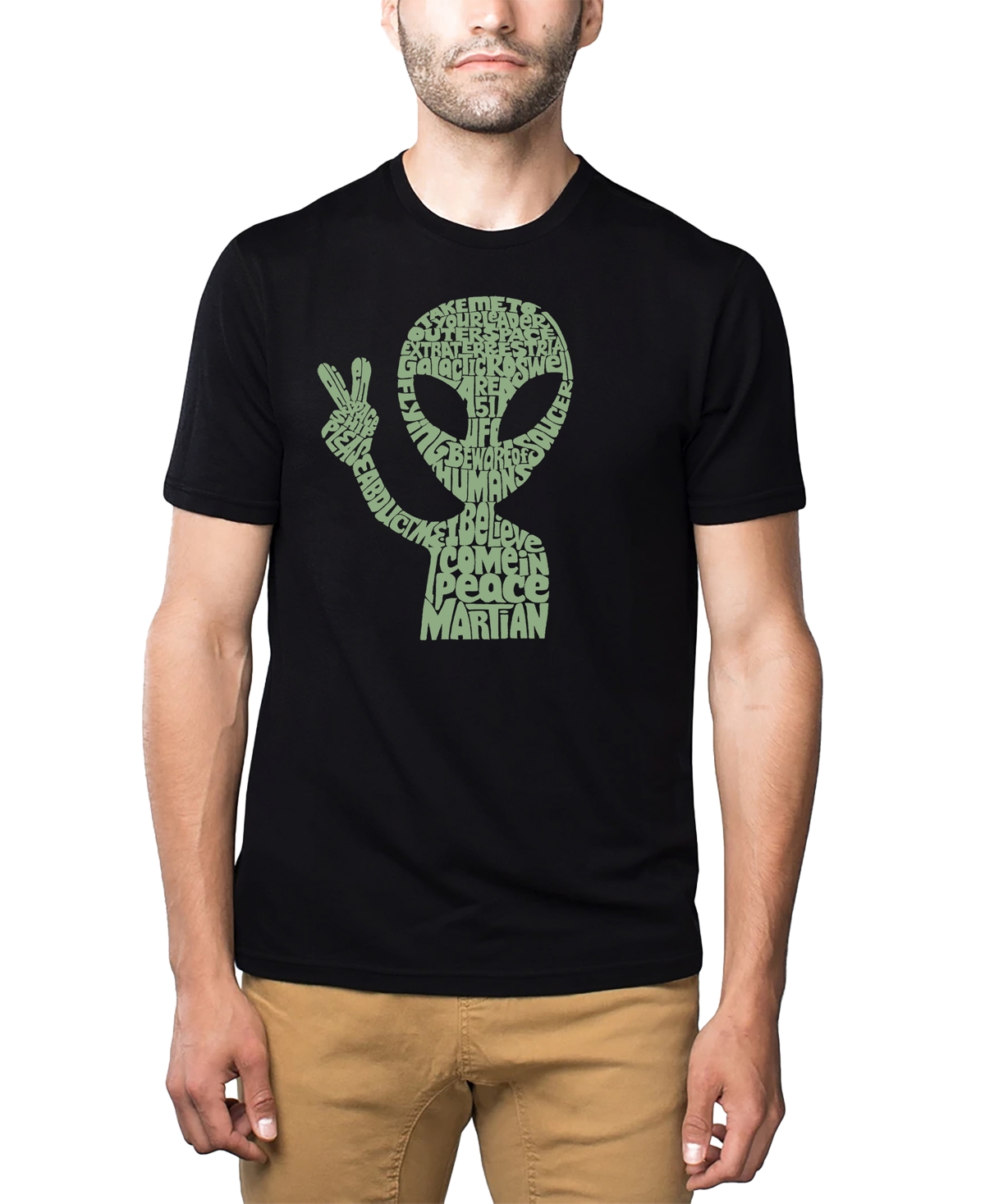 Click here for La Pop Art Mens Alien Extraterrestrial Word Art T-... prices