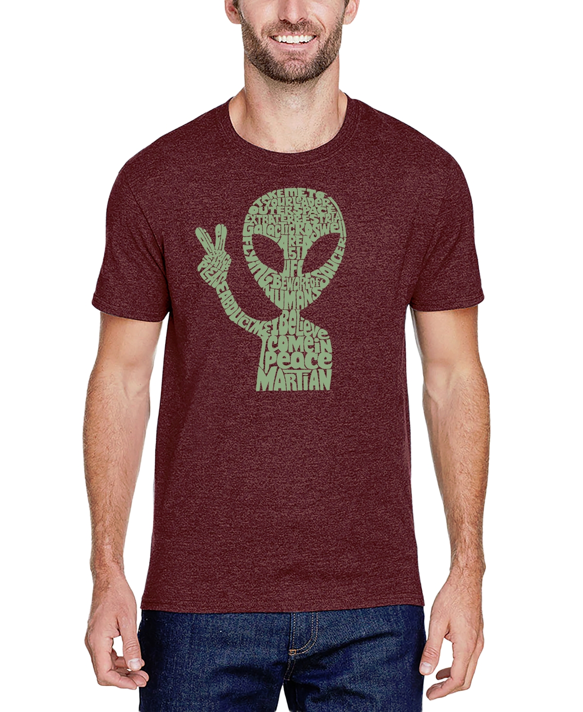 Click here for La Pop Art Mens Alien Extraterrestrial Word Art T-... prices