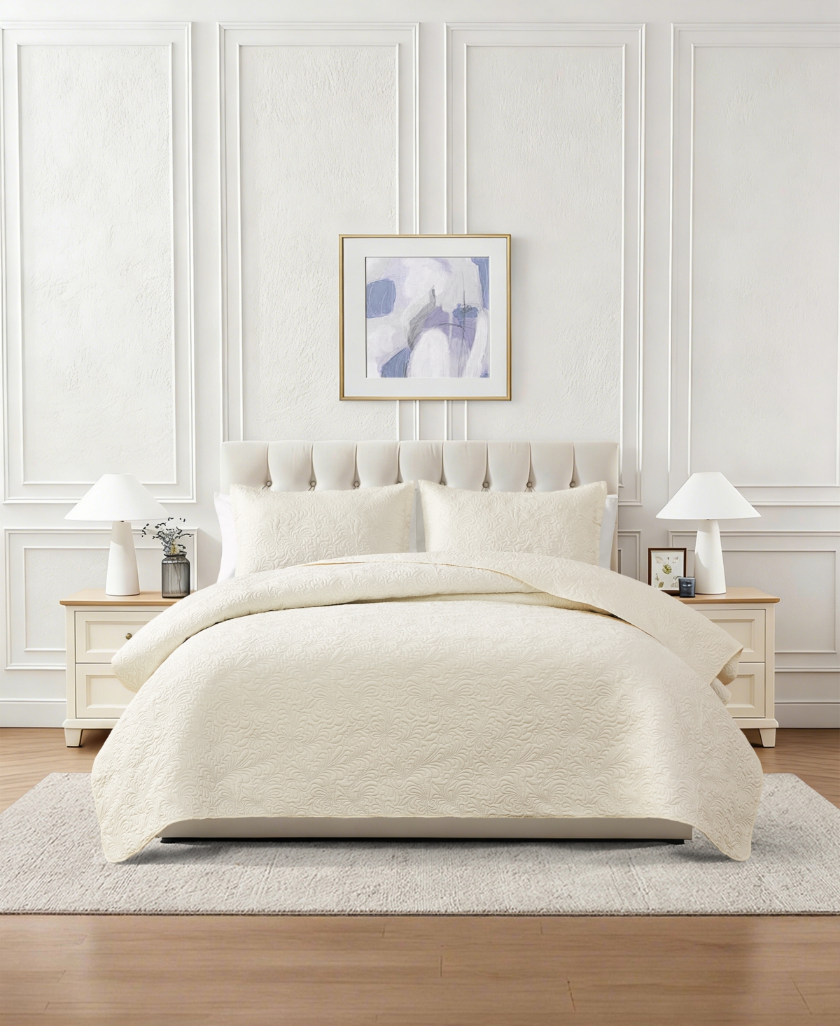 Click here for Chelsea Loft Pinsonic Floral Embossed 3-Pc. Quilt... prices