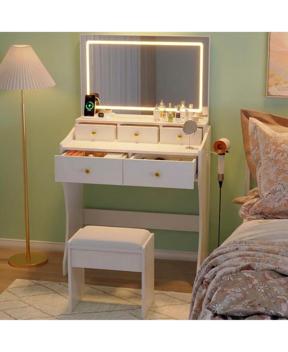 Click here for gaomon Vanity Table Set with Mirror and Chair  Pow... prices