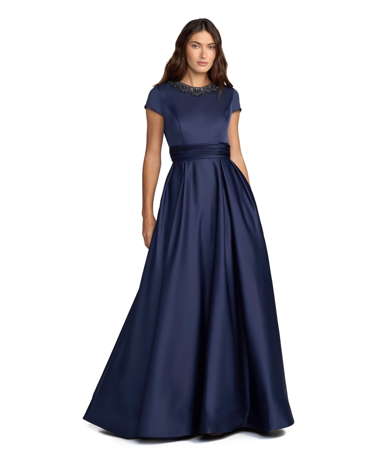 Click here for Mac Duggal Womens Embellished Satin Cap Sleeve Gow... prices