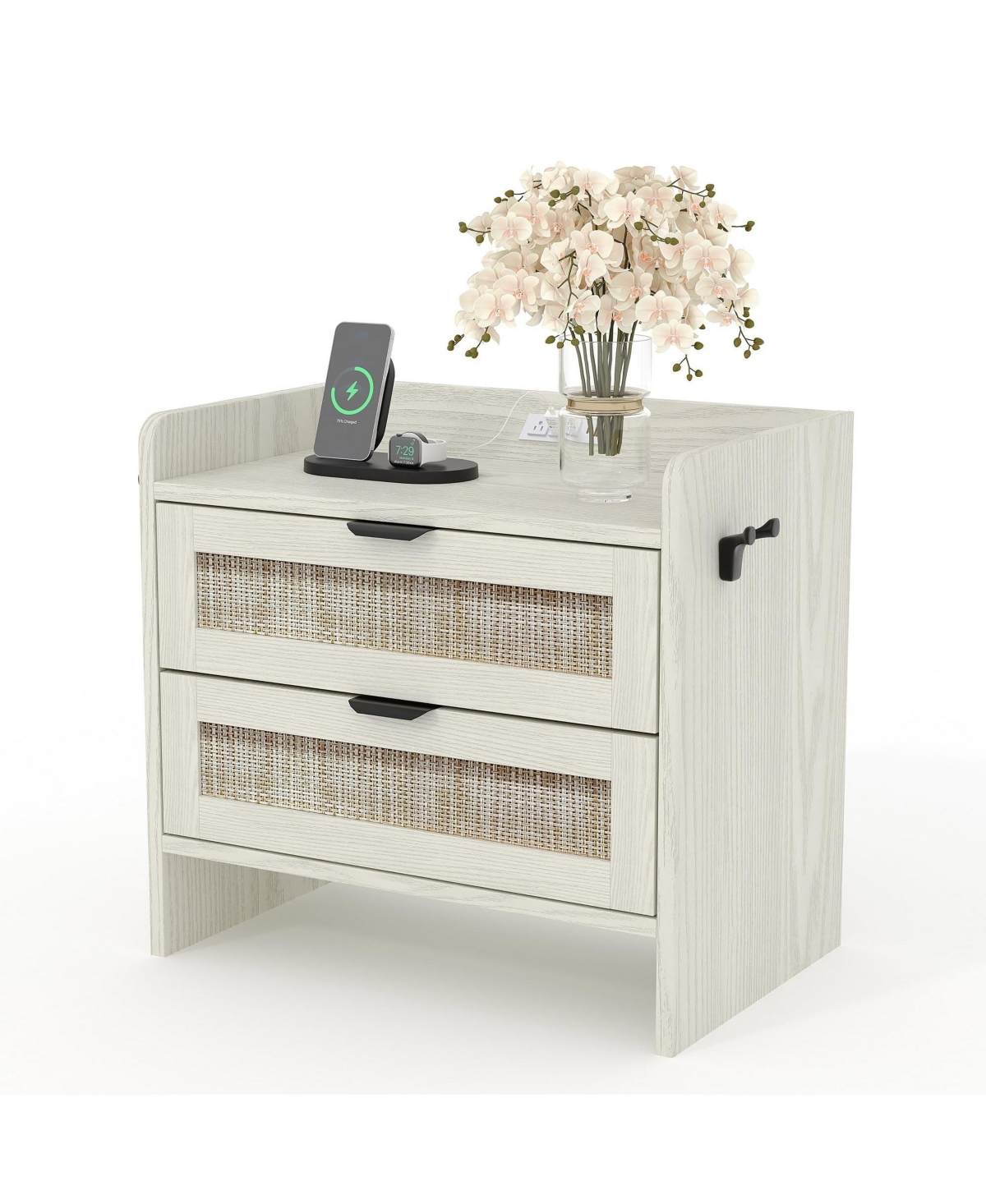 Click here for gaomon Adults 2-Drawer Rattan Nightstand - Wood Be... prices