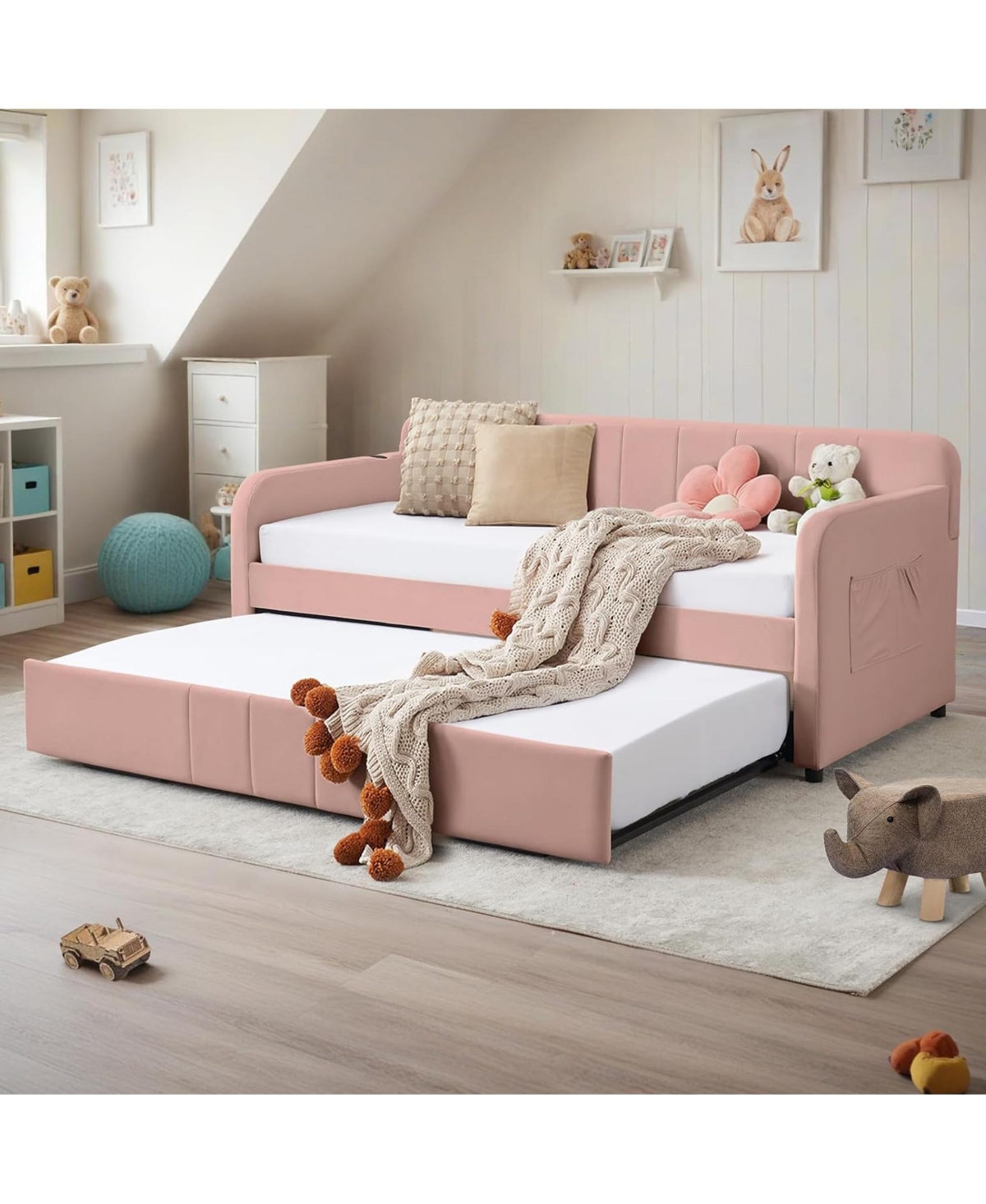 Click here for Rainsken Twin Daybed with Trundle  Velvet Upholste... prices