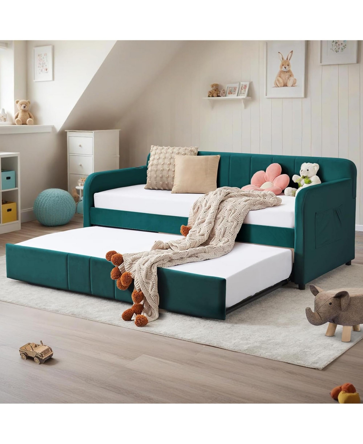 Click here for Rainsken Twin Daybed with Trundle  Velvet Upholste... prices