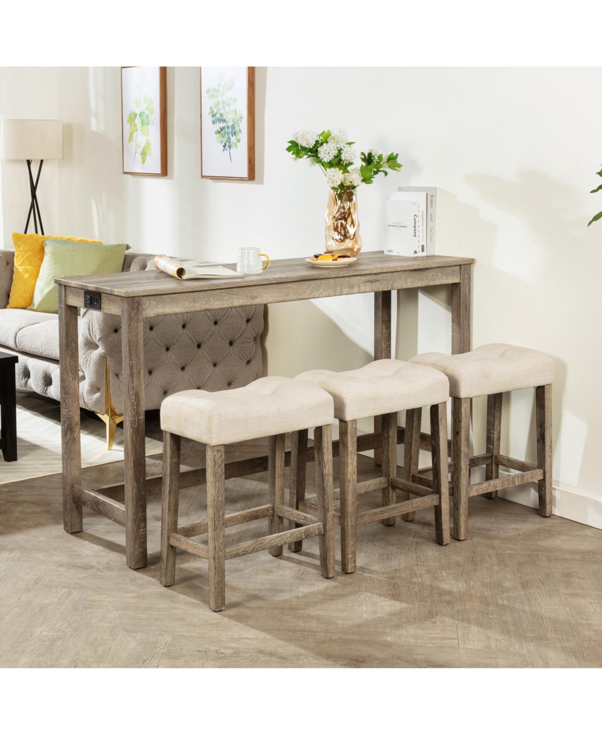 Click here for Rainsken Bar Table and Chairs Set of 4  Industrial... prices