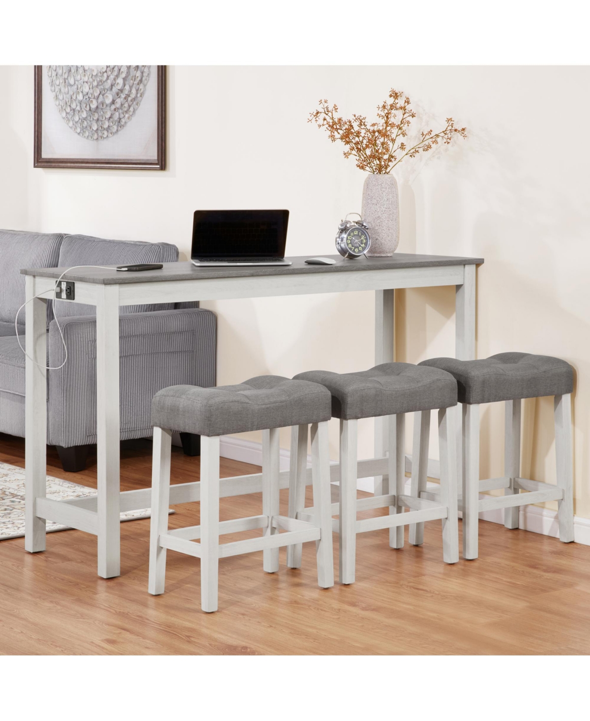 Click here for Rainsken Bar Table and Chairs Set of 4  Industrial... prices