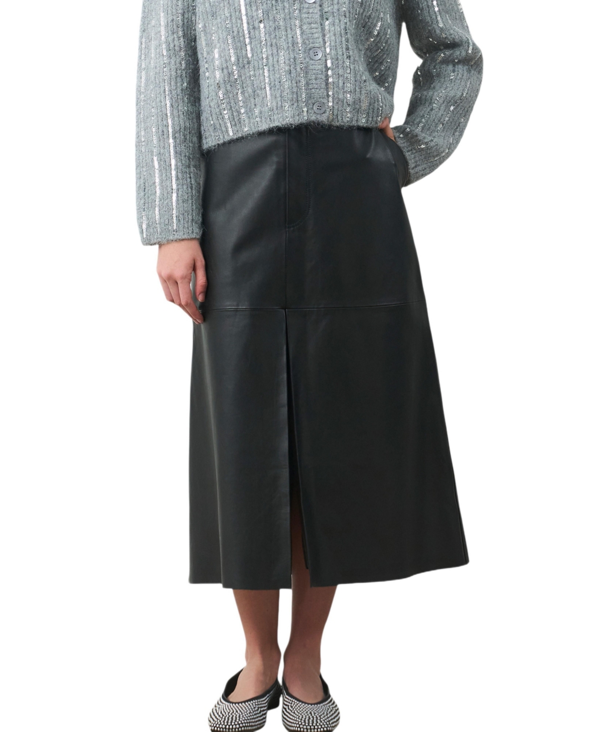 Click here for Velez Womens Efos Leather Pencil Skirt - Black prices
