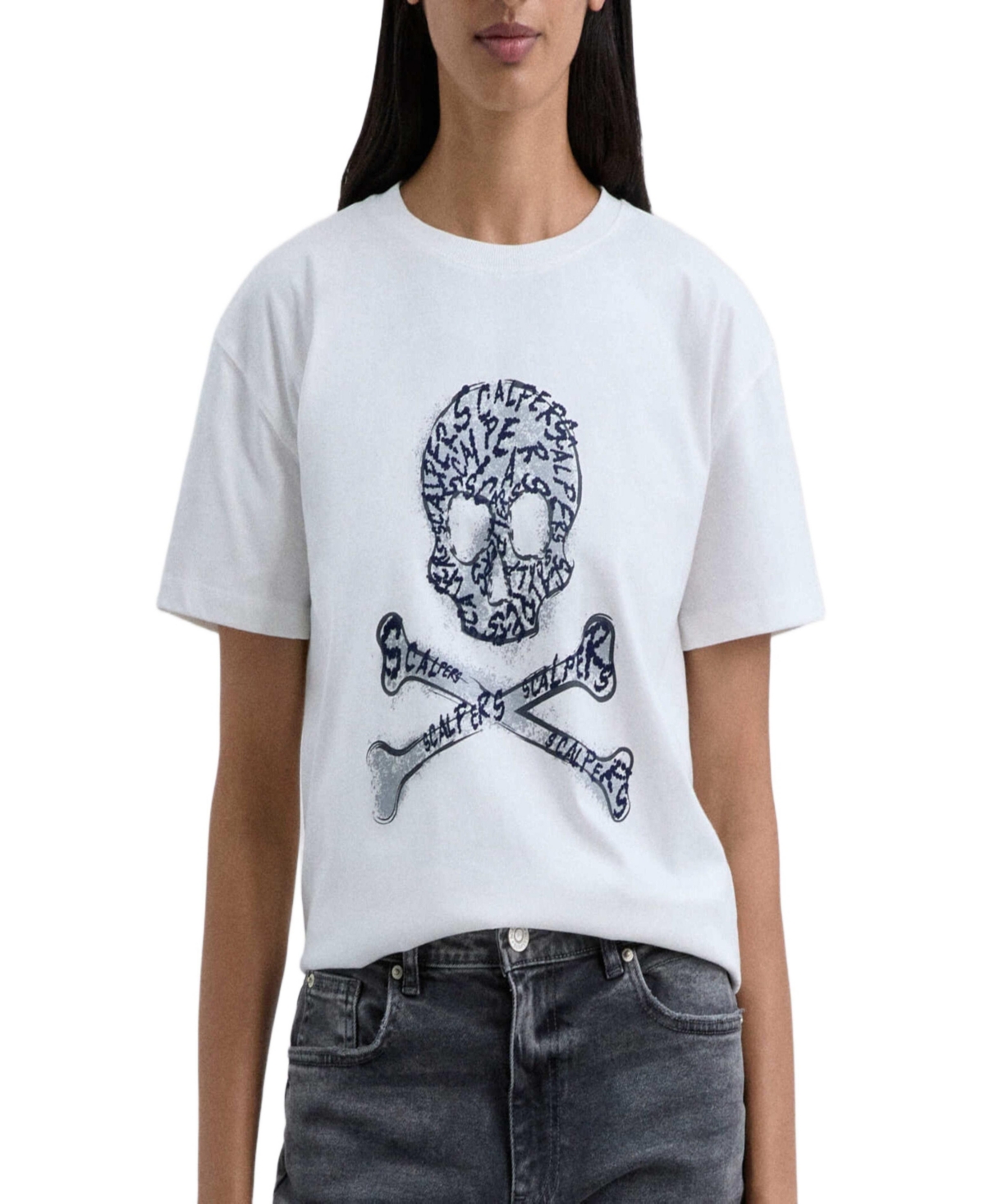 Click here for Scalpers Womens Skullflock Tee - White prices