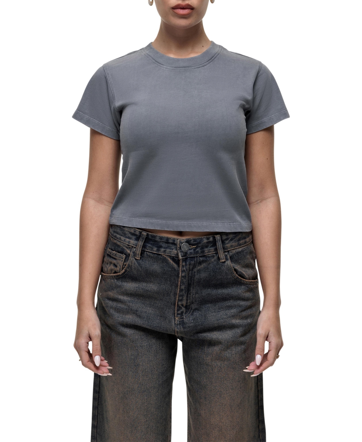 Click here for Good For Nothing Womens s Scribble Baby Tee - Grey prices