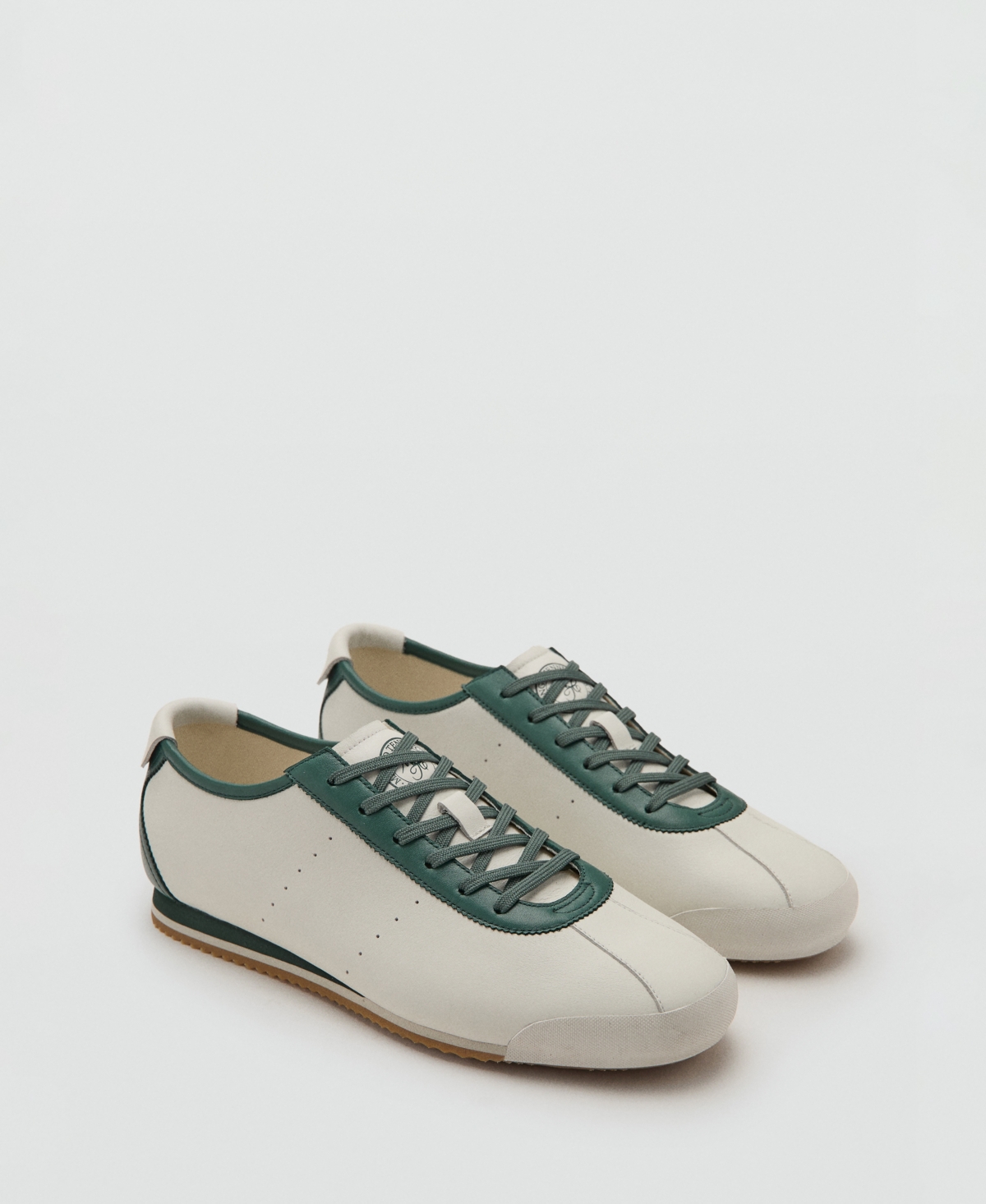 Click here for Mango Mens Leather Mixed Sneakers - White prices