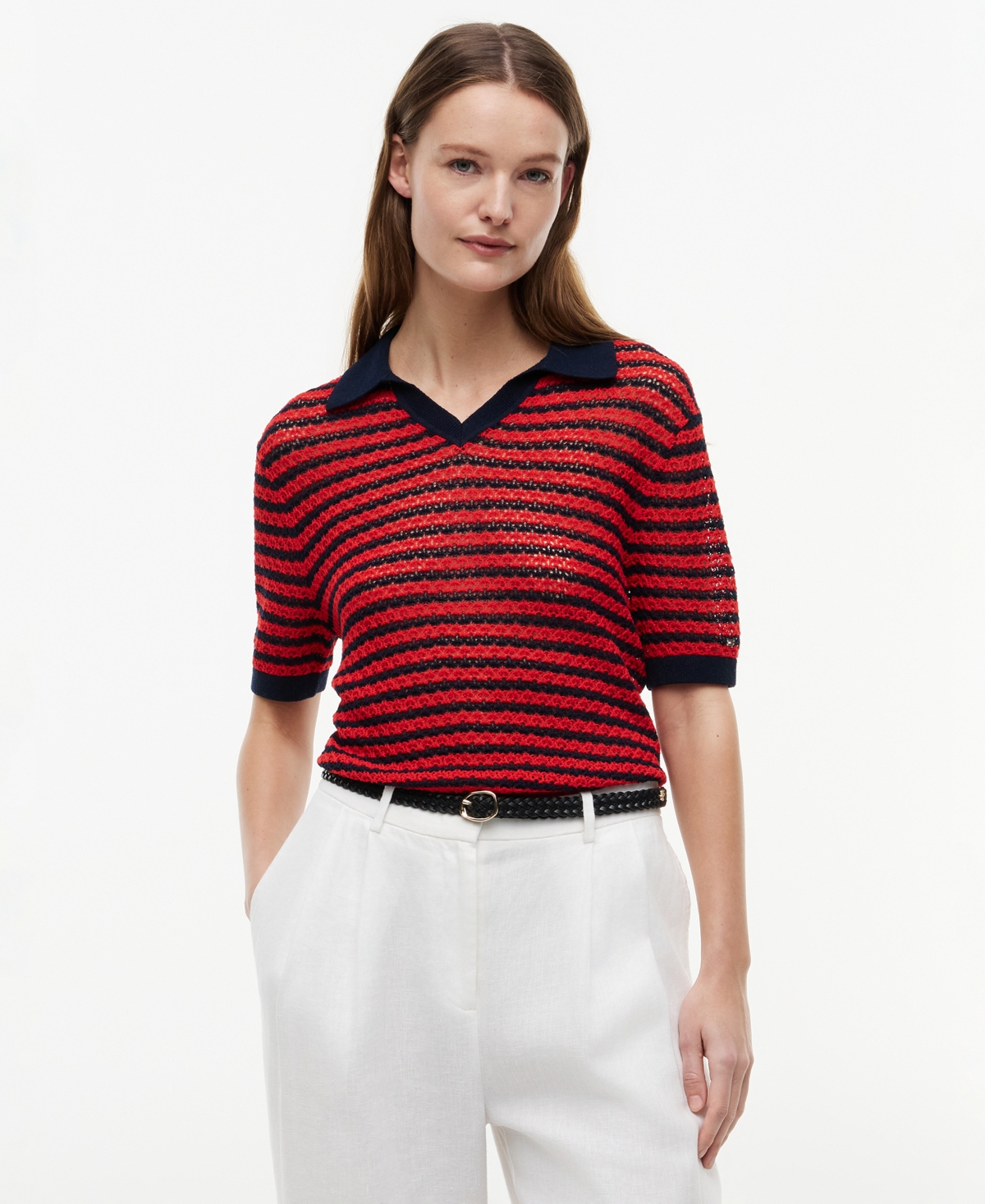Click here for Tommy Hilfiger Womens Pointelle Collar V-Neck Swea... prices