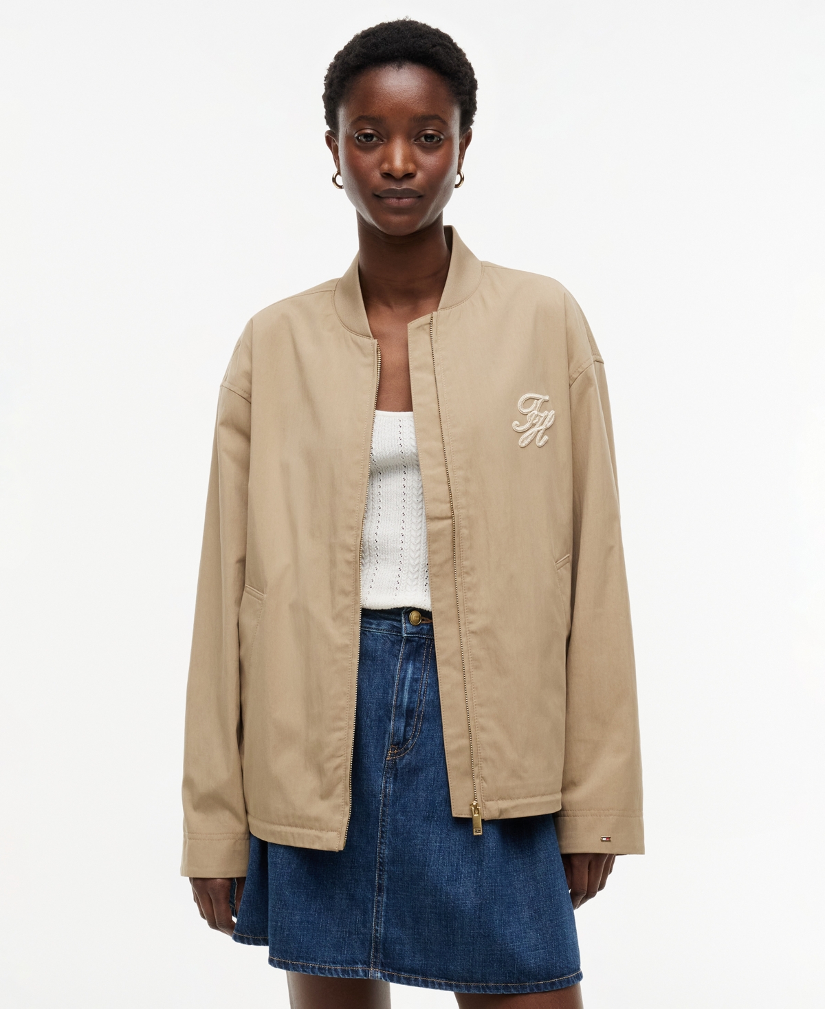 Click here for Tommy Hilfiger Womens Cotton Bomber Jacket - Camel prices